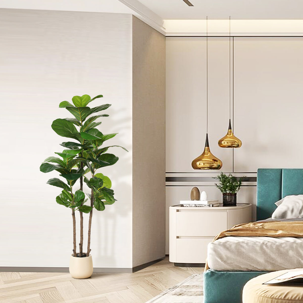 5’Fiddle Leaf Fig Tree with Planter – REALEAD