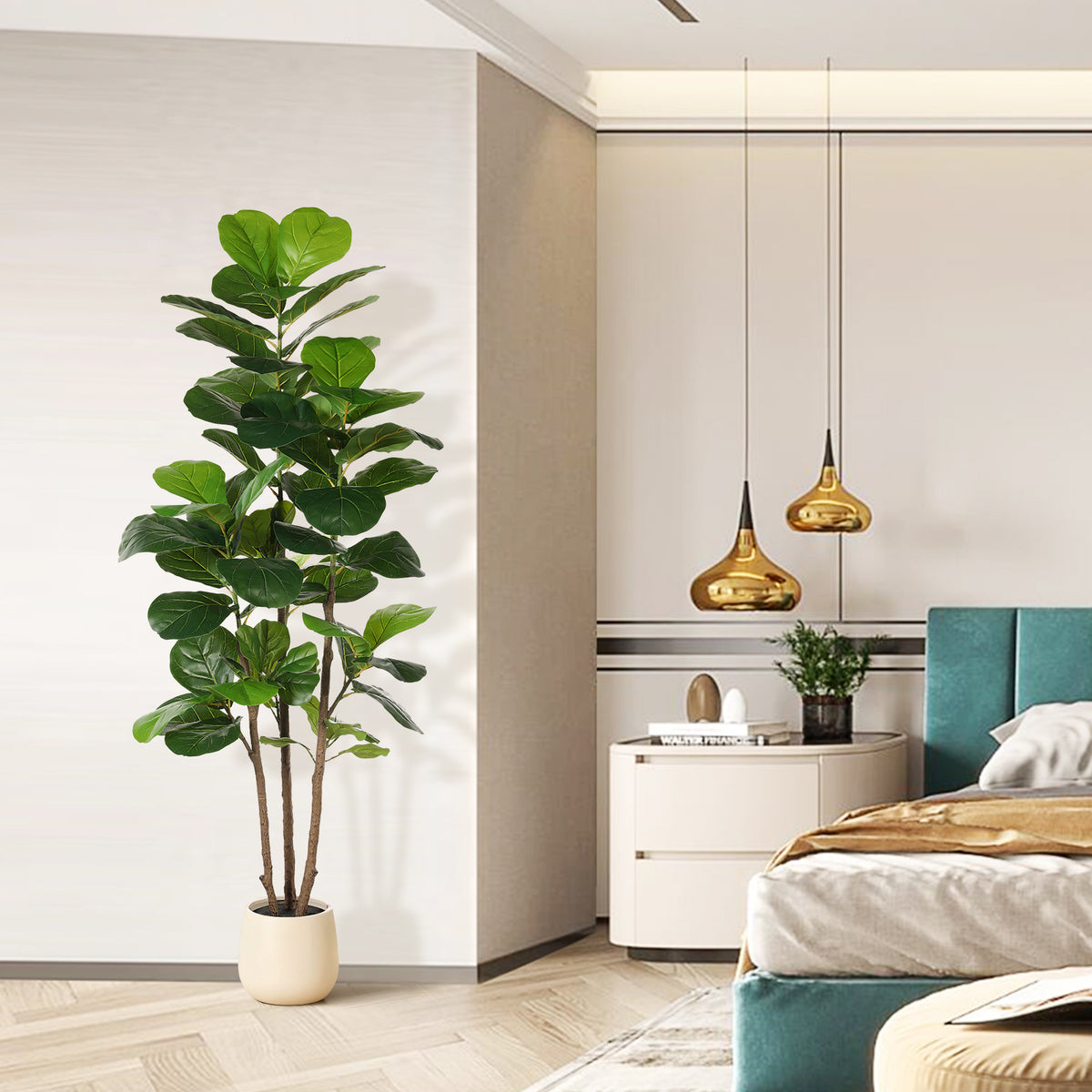 6’Fiddle Leaf Fig Tree with Planter – REALEAD